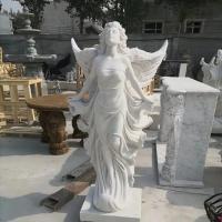 China Hand Carved Marble Figure Angel Statue Outdoor Garden Stone Sculpture Customized Size for sale