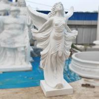 China Hand Carved Marble Figure Angel Statue Outdoor Garden Stone Sculpture Customized Size for sale