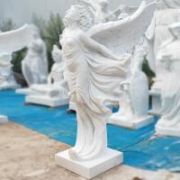 China Hand Carved Marble Figure Angel Statue Outdoor Garden Stone Sculpture Customized Size for sale