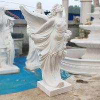 China Outdoor Indoor Decor Garden Hand Carved Natural Stone craft sculpture life size White red color matching Angel Marble Statue for sale