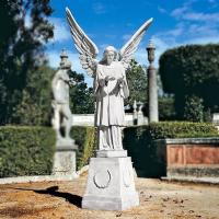 China Outdoor Cemetery Garden decoration Life Size Hand Carved Natural Stone withe Marble Angel Statue Sculpture for sale
