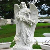 China Outdoor Cemetery Garden decoration Life Size Hand Carved Natural Stone withe Marble Angel Statue Sculpture for sale