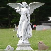 China Factory customized Kneeling angel statue life size white marble figure sculpture for cemetery for sale