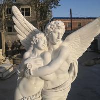 China Life Size Marble Angel Garden Sculpture of Cupid and Psyche for Outdoor Focal Point for sale