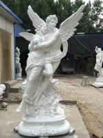 China Life Size Marble Angel Garden Sculpture of Cupid and Psyche for Outdoor Focal Point for sale