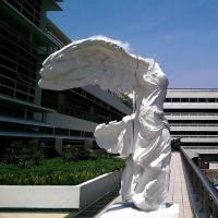 China Marble Angel Sculpture Hand Carved for Outdoor Garden Decor of The Goddess of Victory for sale