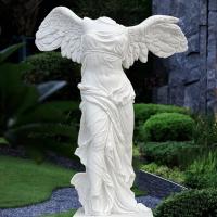 China Customized life size marble figure statue Large -sized Victory Goddess Stone Sculpture Outdoor Garden Decoration for sale