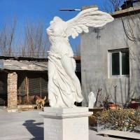 China Customized life size marble figure statue Large -sized Victory Goddess Stone Sculpture Outdoor Garden Decoration for sale