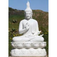 China Customized Large Stone Buddha Meditating Sculpture White Marble Stone Buddha Statue For Home Decoration for sale