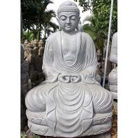 China Customized Large Stone Buddha Meditating Sculpture White Marble Stone Buddha Statue For Home Decoration for sale