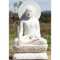 China Customized Large Stone Buddha Meditating Sculpture White Marble Stone Buddha Statue For Home Decoration for sale