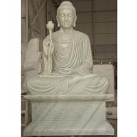 China Outdoor Garden Carving Stone White Marble Sitting Buddha Statue With Customized Color for sale