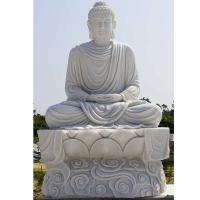 China Outdoor Garden Carving Stone White Marble Sitting Buddha Statue With Customized Color for sale