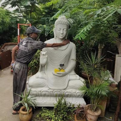 China Customized Religious Temple White Stone Buddha Statue Large Size Outdoor Stone Marble for sale