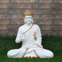 China Customized Religious Temple White Stone Buddha Statue Large Size Outdoor Stone Marble for sale