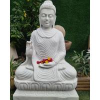 China Customized Religious Temple White Stone Buddha Statue Large Size Outdoor Stone Marble for sale