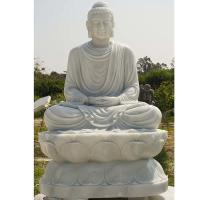 China Customized Religious Temple White Stone Buddha Statue Large Size Outdoor Stone Marble for sale
