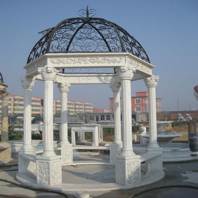 China Customized Outdoor Large Big Marble Stone Pavilion With Column For Wedding Decoration for sale