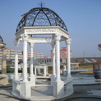 China Customized Color Natural Stone White Marble Garden Pavilion For Back Yard Decoration for sale