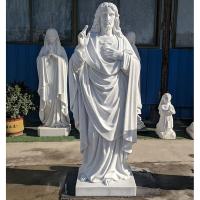 China Customized Marble Catholic Stone Jesus Statue Hand Carved and Polished for Church for sale