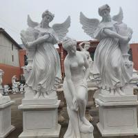 China Customized High Quality Classical Marble Statue Goddess Victory Angel Stone Sculpture For Sell for sale