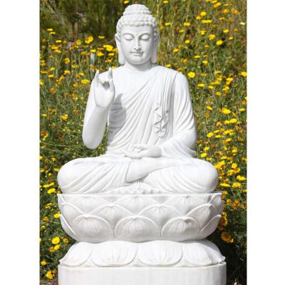 China Factory supply Outdoor Garden decor Carving Large Life Size Stone White Marble religious figure sculpture Sitting Buddha Statue for sale