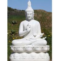 China Factory supply Outdoor Garden decor Carving Large Life Size Stone White Marble religious figure sculpture Sitting Buddha Statue for sale