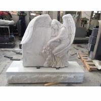 China Customized Angel Monument White Marble Headstones And Tombstones In Modern Design Style for sale