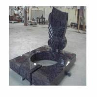 China Hand Carved Black Granite Tombstone Monument with Flower Carvings City Square Edition for sale