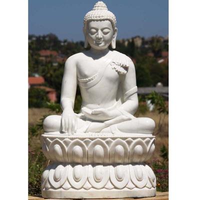 China Plaza Outdoor Garden Decor Life Size Stone Marble Sitting Buddha Buddhist Monk Sculpture for sale