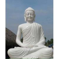 China Plaza Outdoor Garden Decor Life Size Stone Marble Sitting Buddha Buddhist Monk Sculpture for sale