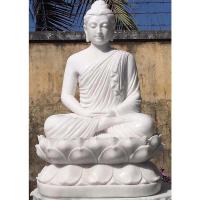 China Plaza Outdoor Garden Decor Life Size Stone Marble Sitting Buddha Buddhist Monk Sculpture for sale