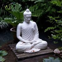 China Customized Natural White Marble Stone Hand Carved Indian Budda Large Hindu God Statues for garden decor for sale