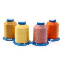China Customized LOGO High Strength Polyester UV Sewing Thread for Leather Sewing 100G Weight for sale