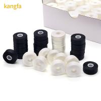 China 75D/2 100% Polyester Pre-wound Bobbins Threads High Tenacity 144pcs/Box L Type White Side for sale