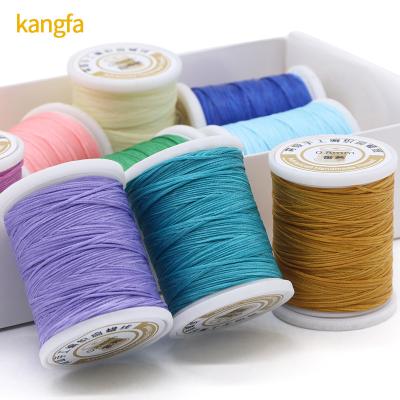China Weaving 100% Polyester Flat Wax Hand-sewn Leather Waxed High Strength Polyester Sewing Thread 0.8mm 150D for sale