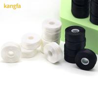 China 144pcs/Box White/Black 75D/2 100% Polyester Pre-wound Bobbins Threads L Type Side Less for sale