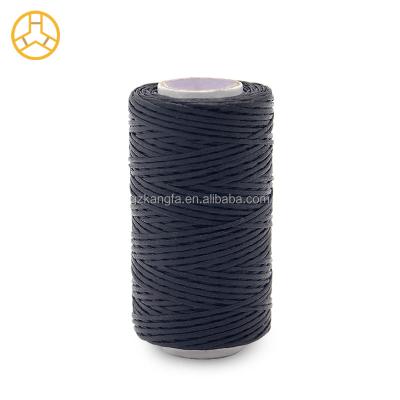 China Black 50m 100% Polyester 150D Hand Stitched Leather Flat Wax Thread with Dyed Pattern for sale