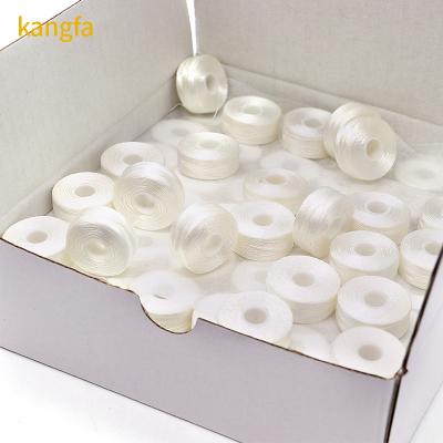 China 144pcs/box L type side less White 75D/2 100% Polyester Pre-wound Bobbins Threads for Shoes for sale