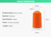 China Glow In The Dark 150D/2 Polyester Embroidery Thread 3000 Yards Roll Net Weight 100G for sale