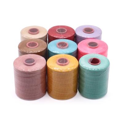 China Waterproof Waxed Thread 1MM Handmade DIY Leather Thread with Sintered 150D Flat Design for sale