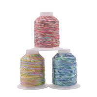China Plastic Cone Material Multi Color Rainbow High Tenacity Polyester Sewing Thread Spool for sale