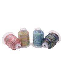 China Plastic Cone Material Multi Color Rainbow High Tenacity Polyester Sewing Thread Spool for sale