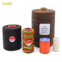 China Black 0.6mm 1mm 100% Polyester Flat Waxed Braided Thread for Leatherware Waterproof for sale