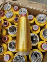 China 125g Cone Material 100% Polyester Metallic Embroidery Yarn MS Type Pure Gold 150D 120D for Knitting for sale