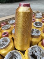 China 125g Cone Material 100% Polyester Metallic Embroidery Yarn MS Type Pure Gold 150D 120D for Knitting for sale