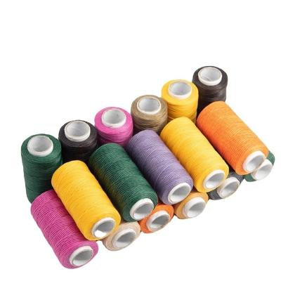 China Knitting 0.8MM 210D Core Spun Yarn High Tensile Polyester Fiber Flat Braided Wax Thread for sale