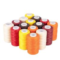 China Knitting 0.8MM 210D Core Spun Yarn High Tensile Polyester Fiber Flat Braided Wax Thread for sale