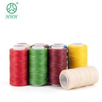 China Flat Waxed Braided Thread Waterproof Black Polyester Yarn for Leatherware 0.45mm Sewing for sale