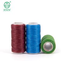 China Flat Waxed Braided Thread Waterproof Black Polyester Yarn for Leatherware 0.45mm Sewing for sale